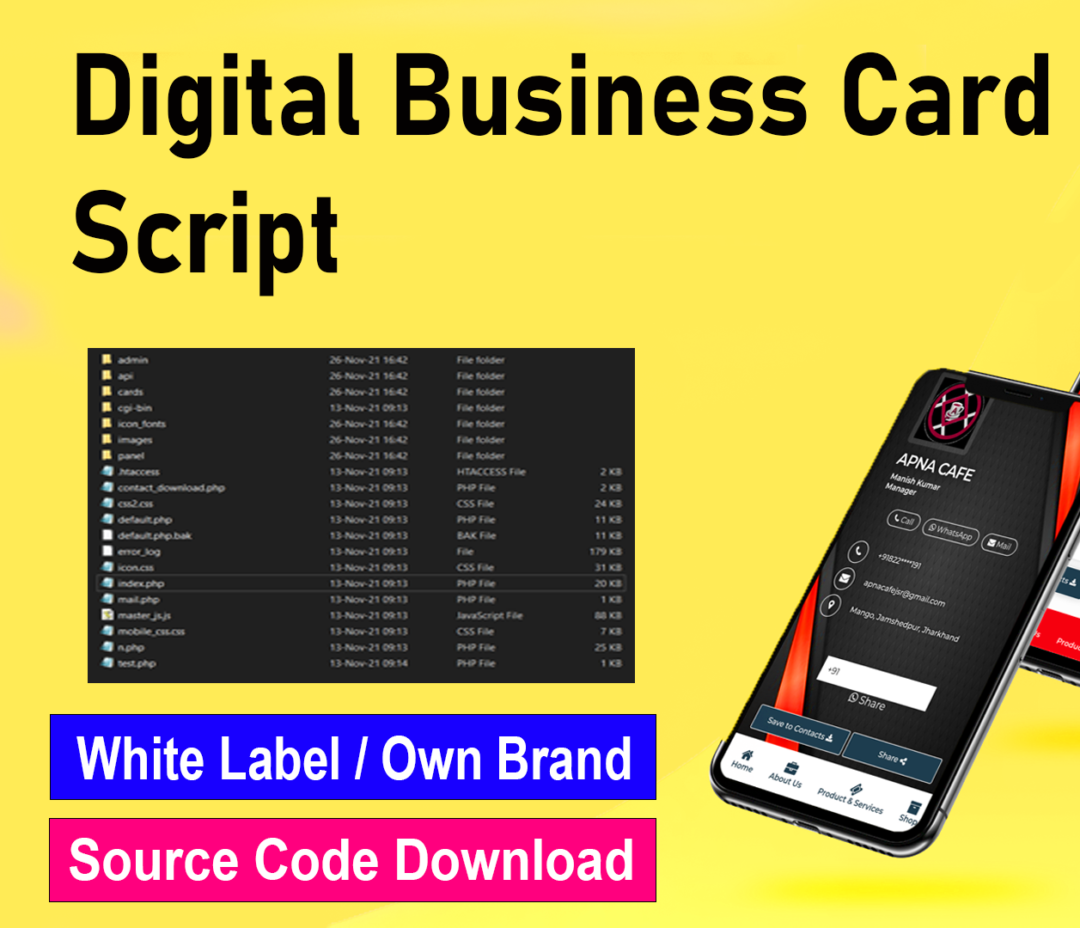 Digital Visiting Card Script - 35 themes Digital Business card PHP Source Code